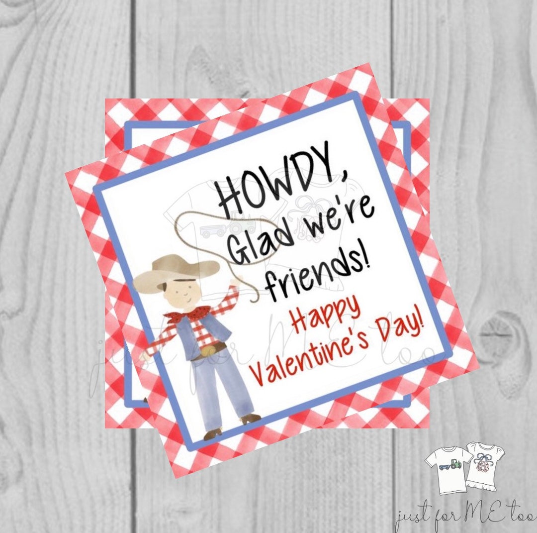 Valentine Digital Download Tag, Valentine Gift Tag, Cowboy Tag, Boy ...