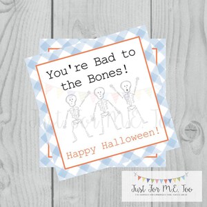 Halloween Printable Tags, Instant Download, Skeleton Tags, Square Gift ...