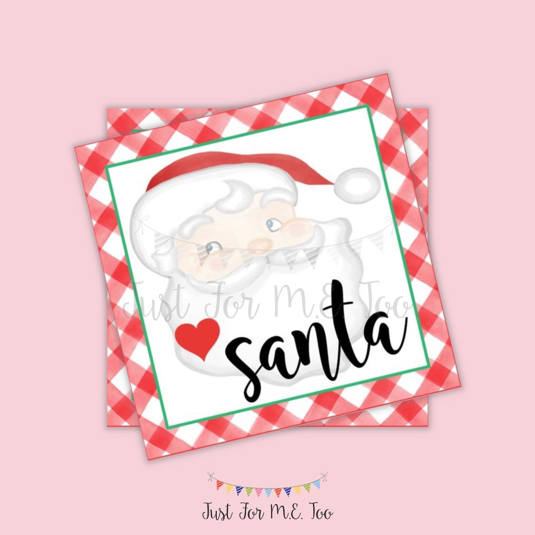 Santa Printable Tags, Instant Download, Christmas Tags, Square Gift ...