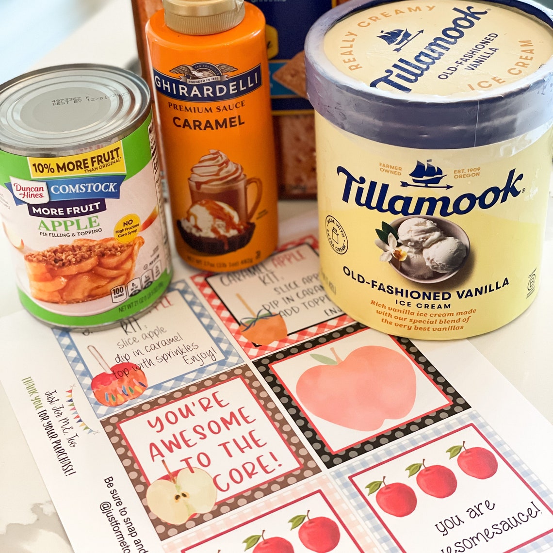 Caramel Apple Printable Tags Caramel Apple Kit Instant - Etsy