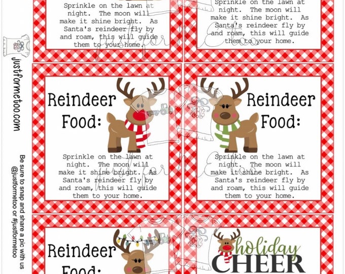 Reindeer Food Printable Tags, Instant Download, Christmas Tags, Square ...