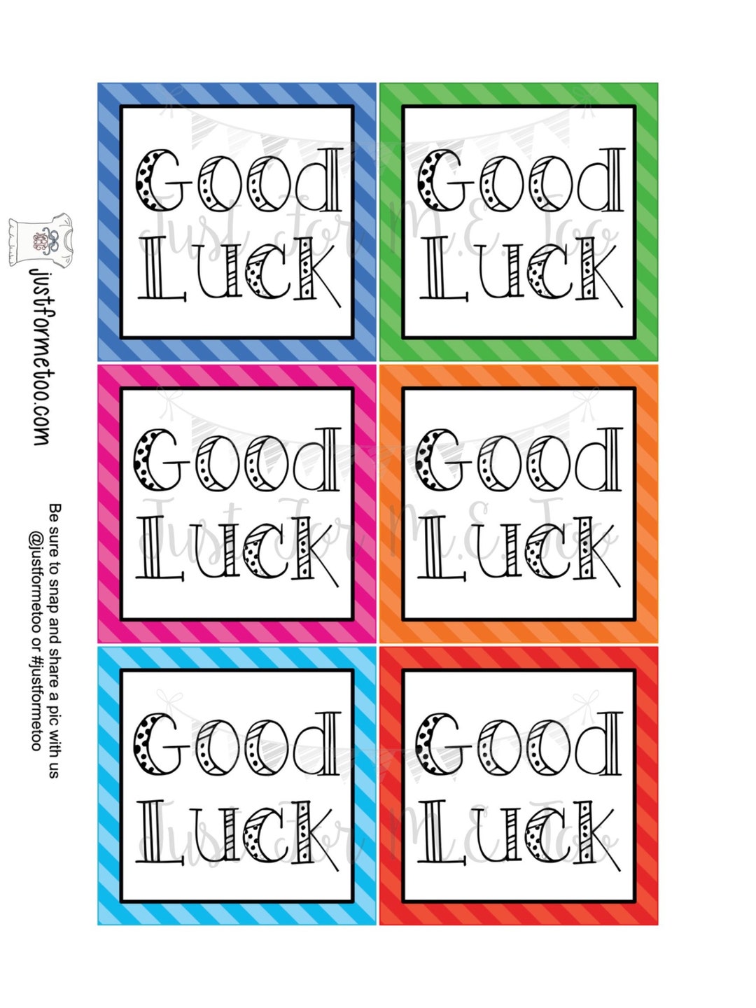 Good Luck Digital Download Tag, Good Luck Tag, Multi-color Tag, Instant ...