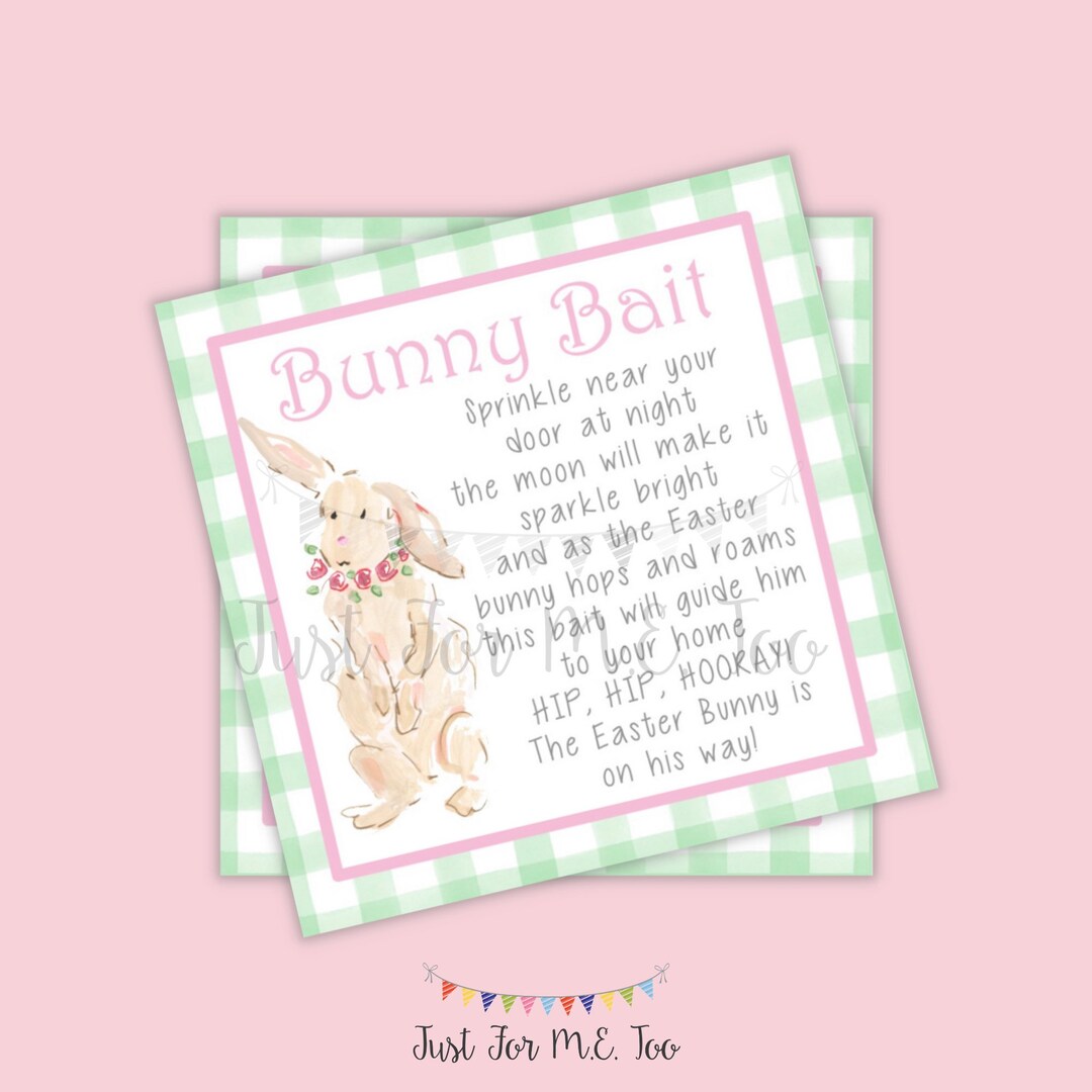 Easter Bunny Printable Tags, Easter Favor Tags, Bunny Bait, Happy ...