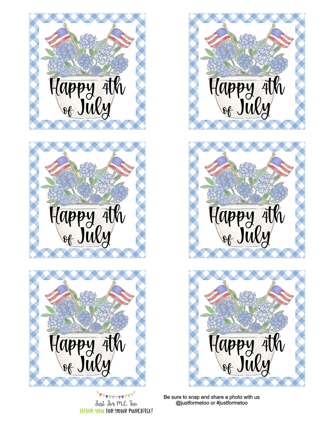 Instant Download Printable 4th of July Tag, American Flag Tag, July 4th ...