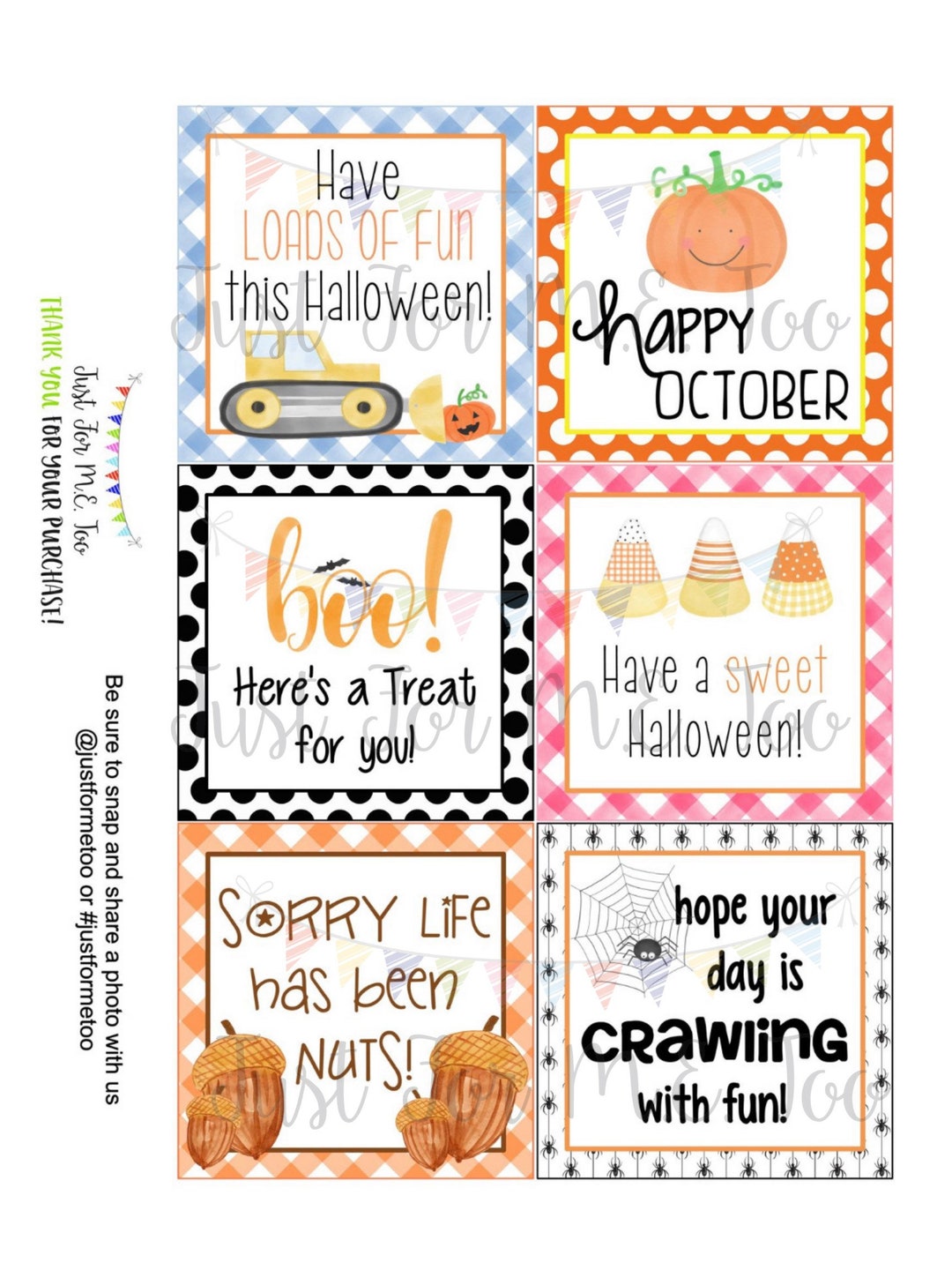 October Printable Tag Bundle, Digital Tags, Gift Tag, Happy Fall Tag ...