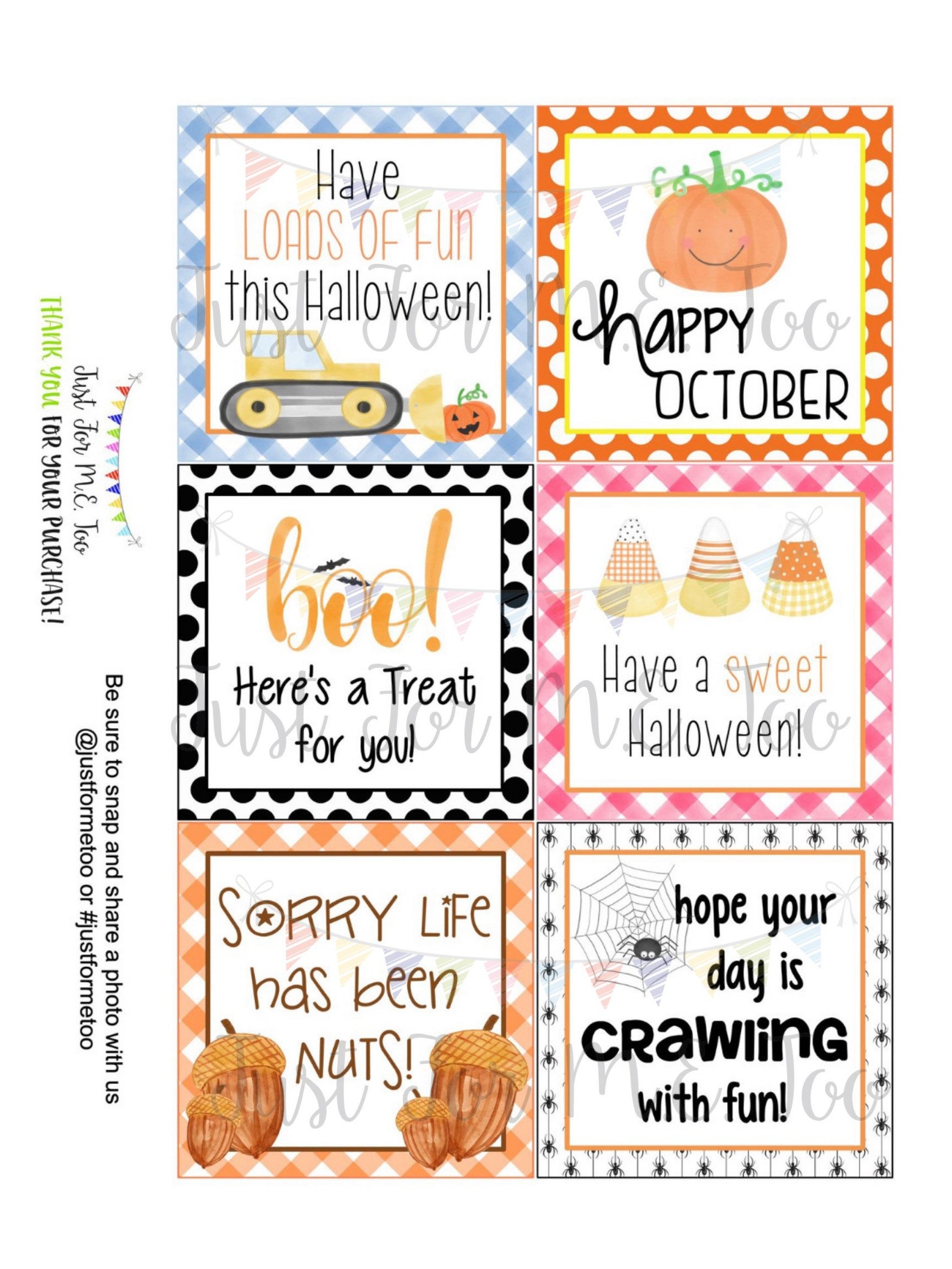 October Printable Tag Bundle Digital Tags Gift Tag Happy - Etsy