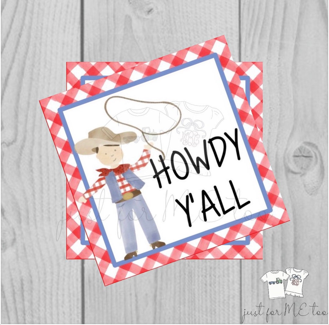 Howdy Y'all Printable Tag Bundle, October Tags, Halloween Tag, Cowboy ...