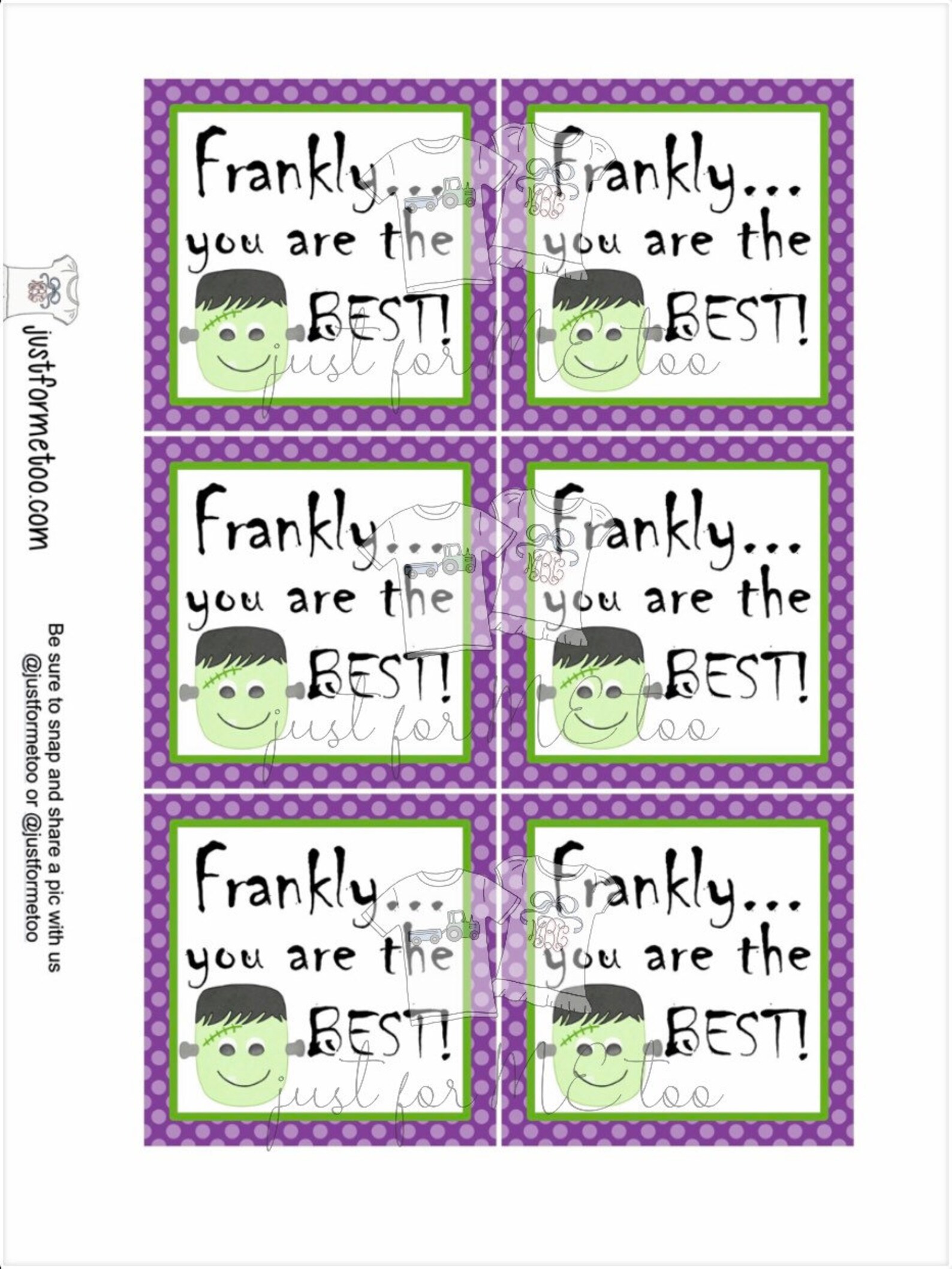 Halloween Printable Tags, Instant Download, Frankly You Are the Best ...