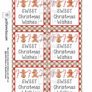 Sweet Christmas Wishes Printable Christmas Tag, Gingerbread Tag ...