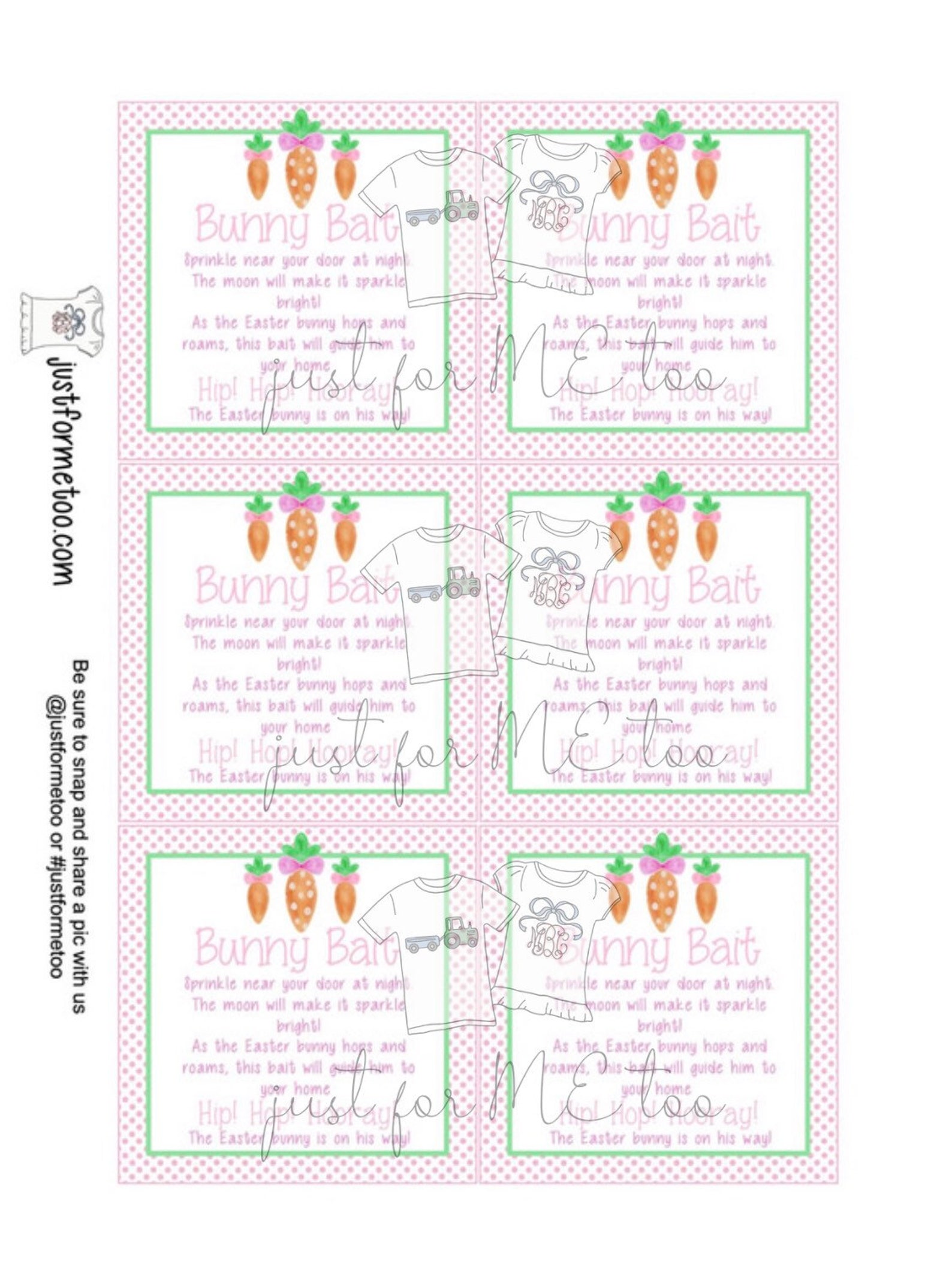 Easter Bunny Printable Tags Easter Favor Tags Bunny Bait | Etsy