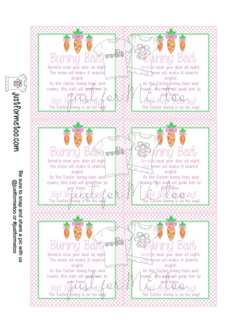 Easter Bunny Printable Tags Easter Favor Tags Bunny Bait | Etsy