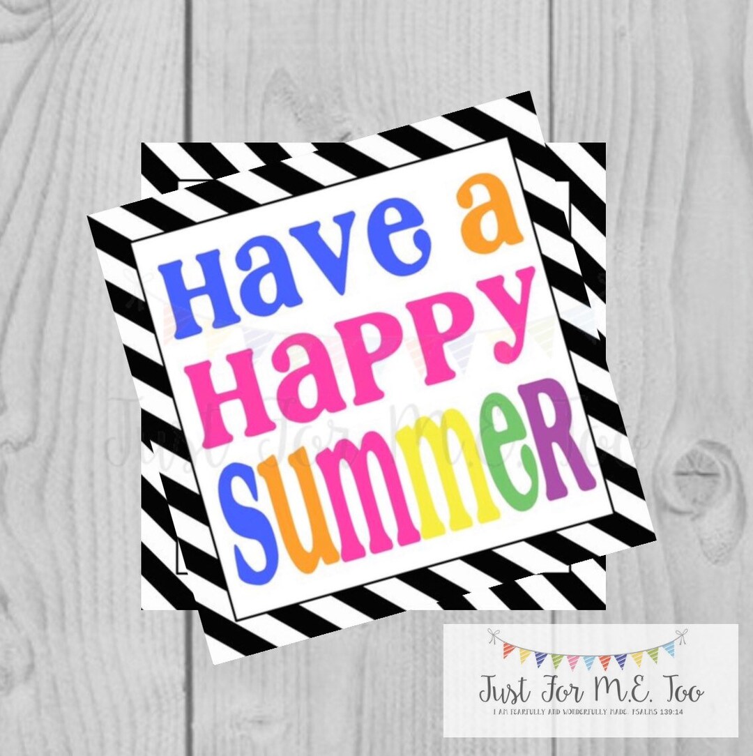 Happy Summer Printable Tags, Instant Download, Friend Tags, Square Gift ...