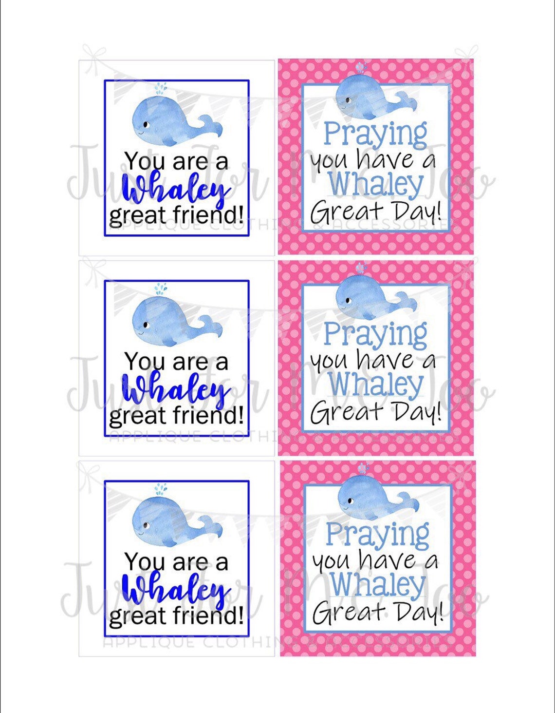 Instant Download Printable Whale Tags, Whaley Good Friend, Whaley Good ...