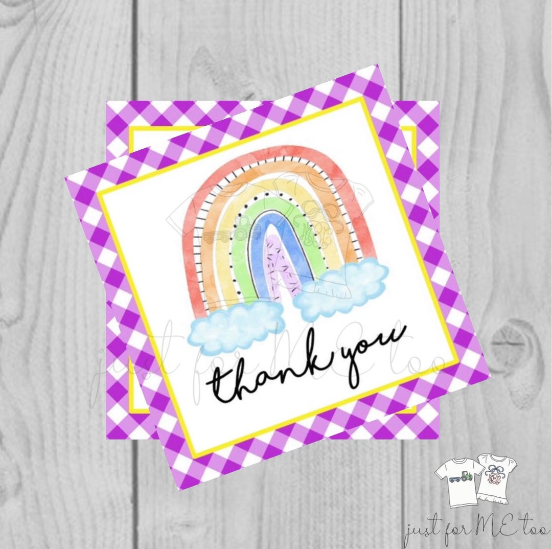 Rainbow Printable Tags, Instant Download, Thank You Tags, Square Gift ...