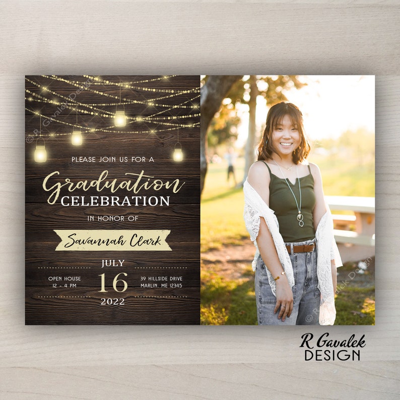 Rustic Graduation Party Invitation Custom Printable | Etsy