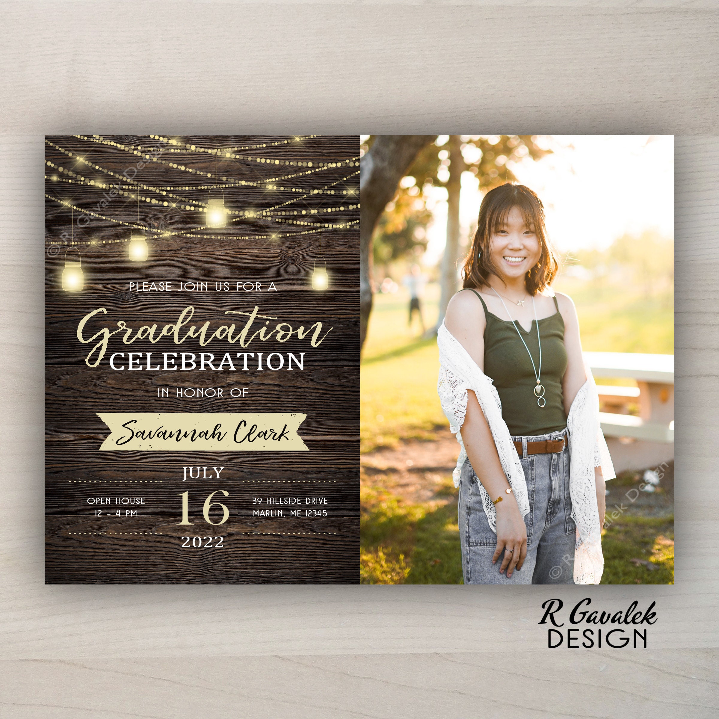 Rustic Graduation Party Invitation Custom Printable | Etsy