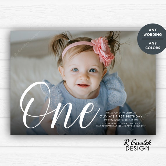 Photo Birthday Invitation Personalized Printable 1st | Etsy