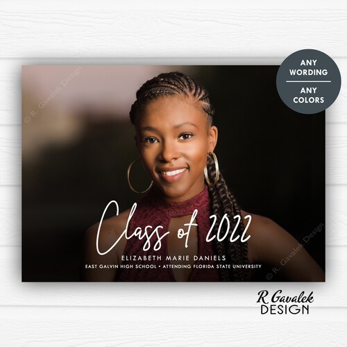 Photo Graduation Party Invitation Class of 2022 Red School - Etsy