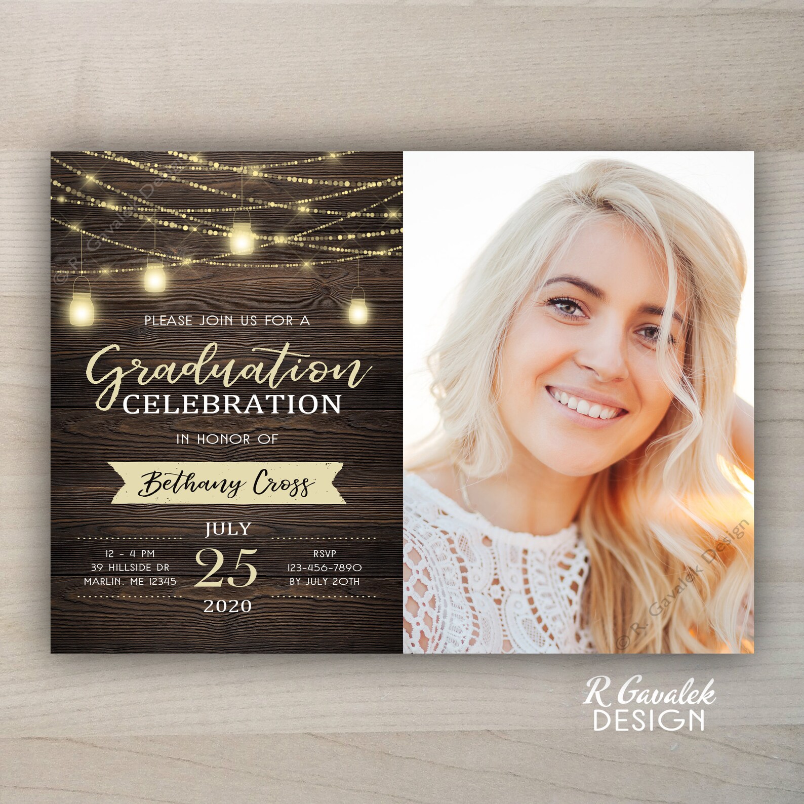 Rustic Graduation Party Invitation Custom Printable | Etsy