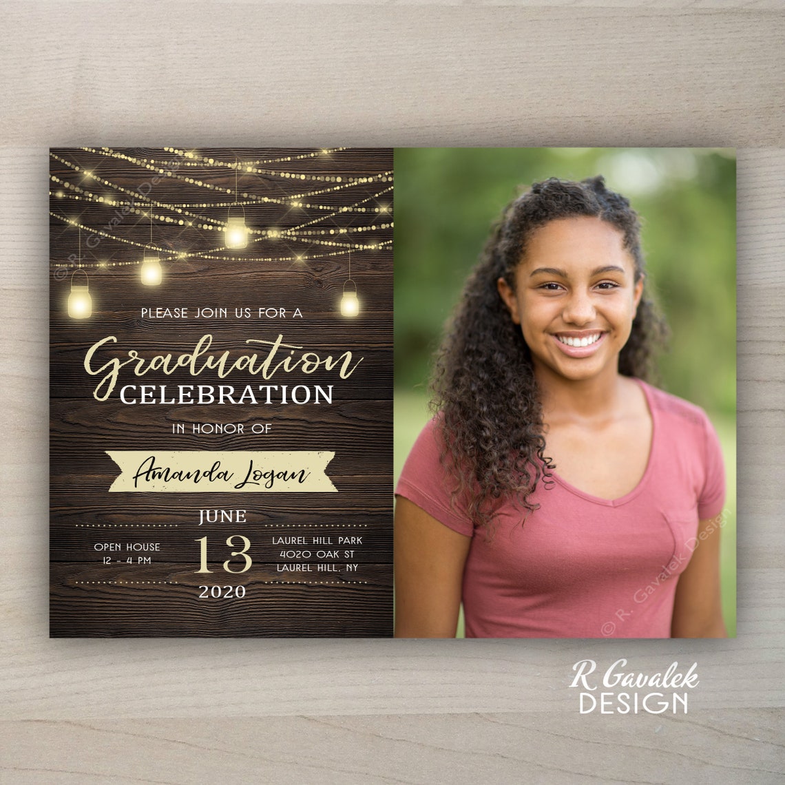 Rustic Graduation Party Invitation Custom Printable | Etsy