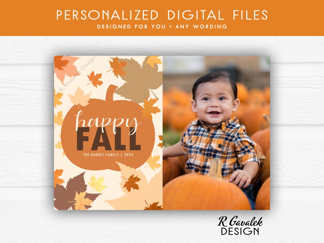 Happy Fall Card Personalized Digital Files Any Wording Warm Autumn ...