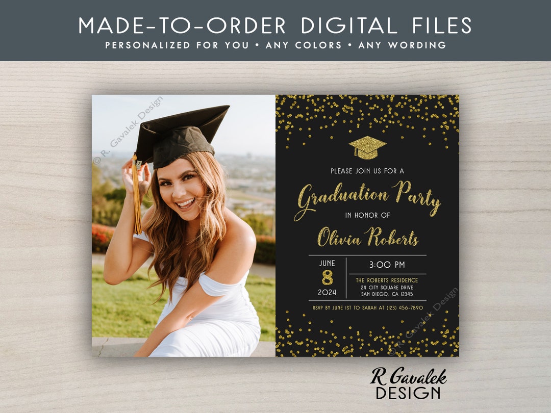 Graduation Party Invitation Personalized Printable Photo Graduation ...