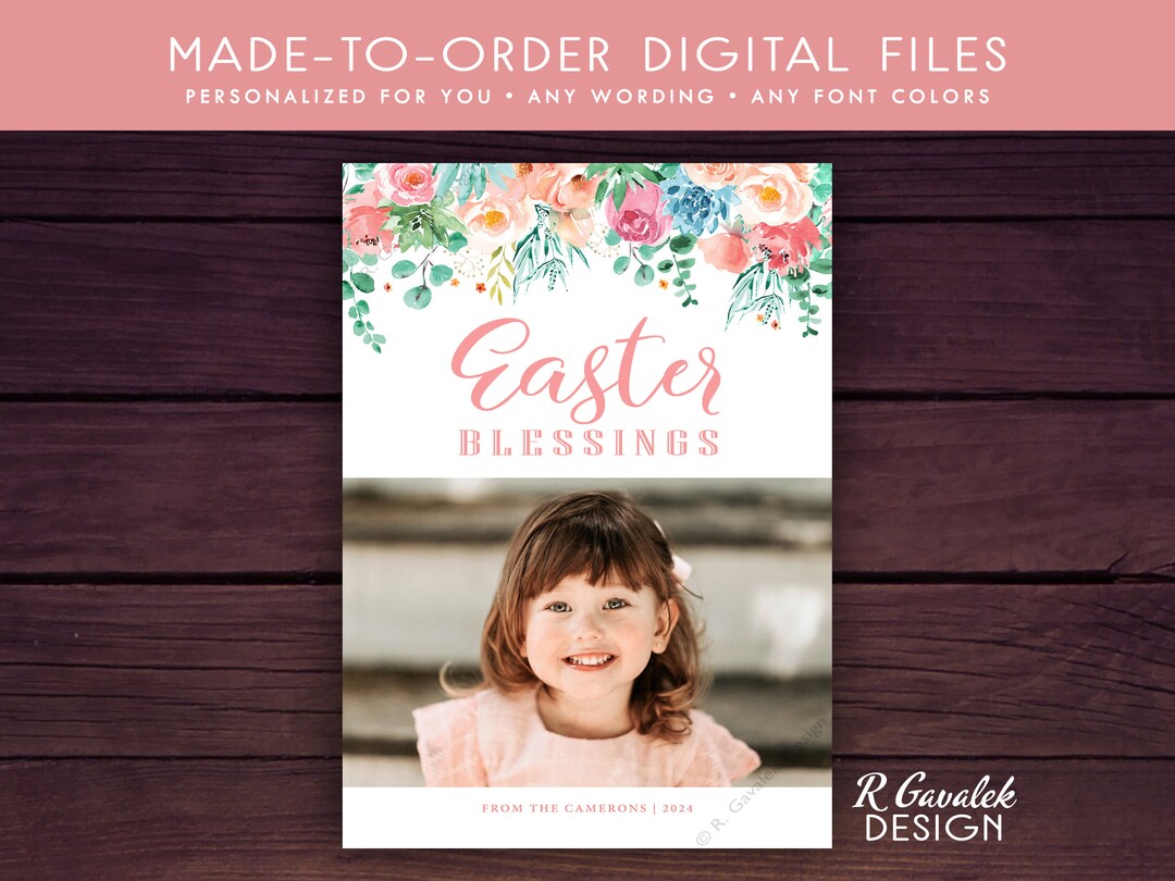 Easter Photo Card Easter Blessings Personalized Printable Religious ...