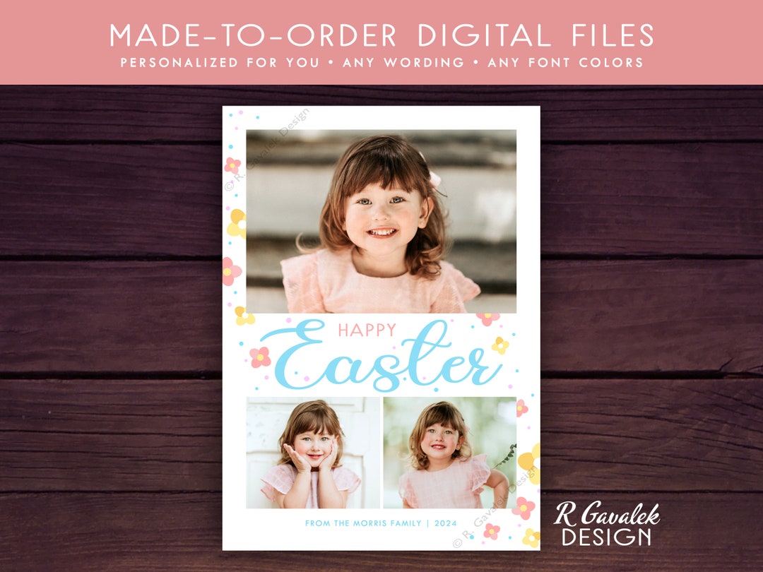 Easter Photo Collage Card Personalized Printable Happy Easter Photo ...