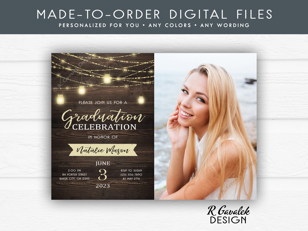 Rustic Graduation Party Invitation Personalized Printable - Etsy