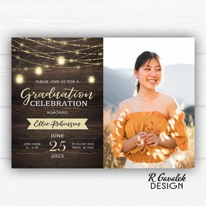 Rustic Graduation Party Invitation Personalized Printable - Etsy