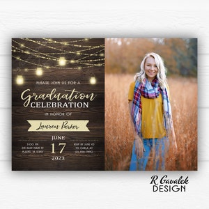 Rustic Graduation Party Invitation Personalized Printable - Etsy