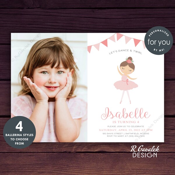 Ballet Birthday Party Invitations - Etsy