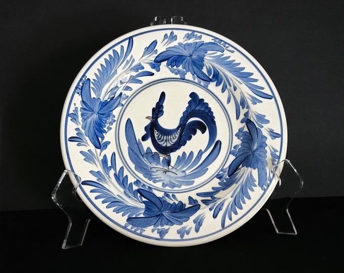 Hand Painted by I.K Greece Blue White Rooster Dinner Plate 10 1/4" - Etsy