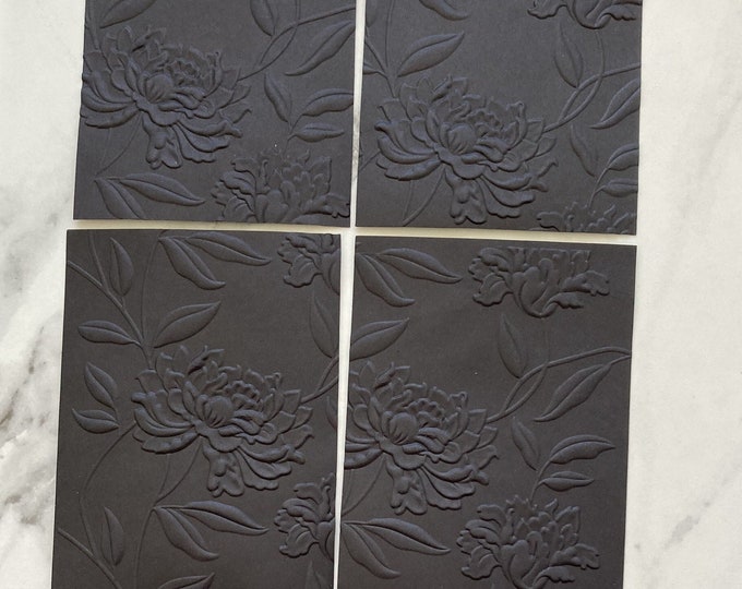3D Deep Embossed Black Beautiful Blooms - Die-cut - Black Embossed ...