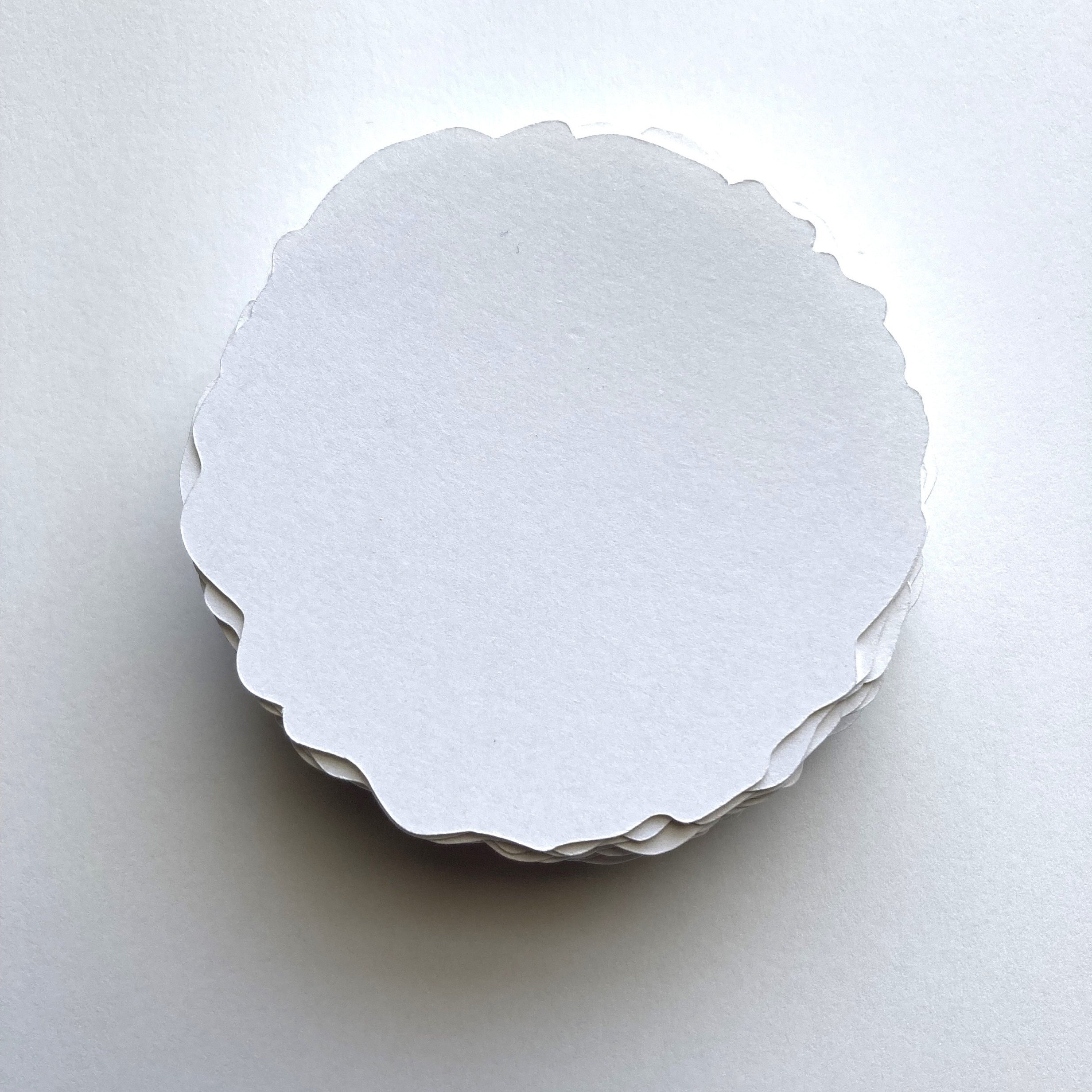 50 White Distressed Circles - 50 3"x3" White Scalloped Die Cut Circles ...