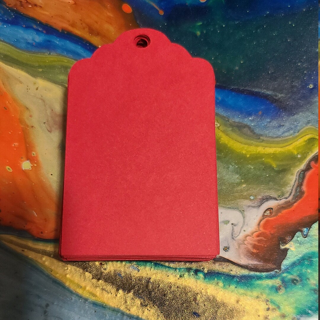 50 Red Scalloped Gift Tags - Card Stock Price Tags - Etsy