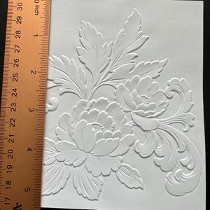 Set of 5 3D Botanical Book Cover Engravings, 3D Embossed Flowers ...