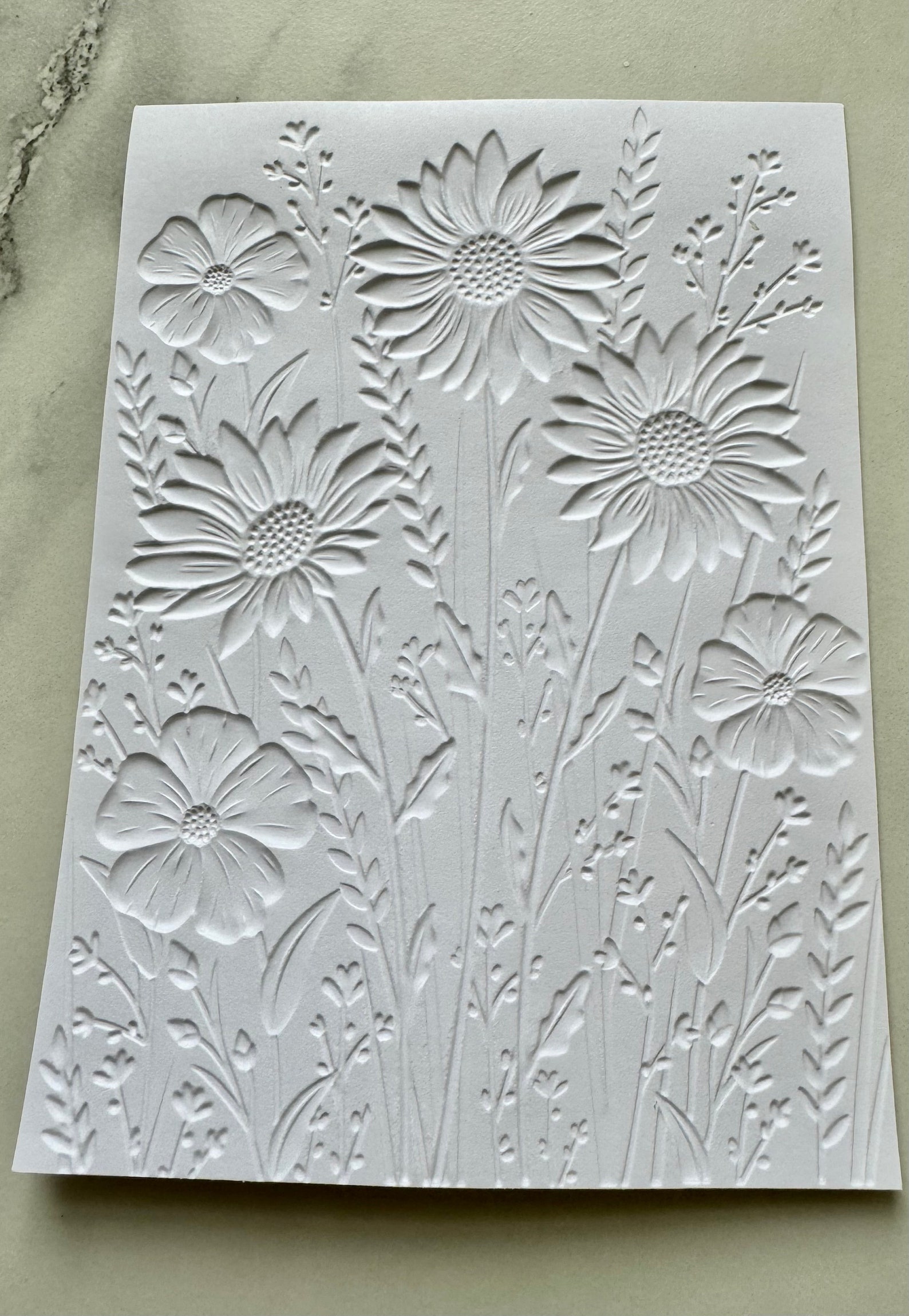 5 - 3D Daisy Flower Embossed White Card Stock, Embossed Textured ...