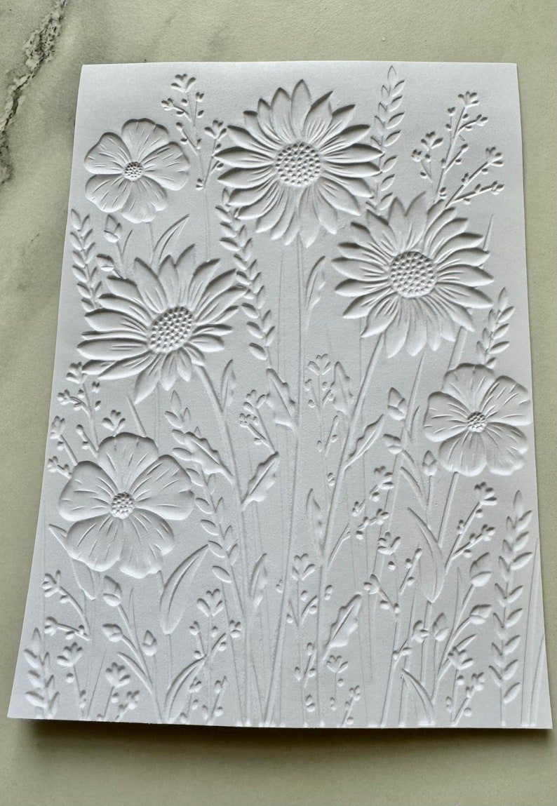 5 - 3D Daisy Flower Embossed White Card Stock, Embossed Textured ...