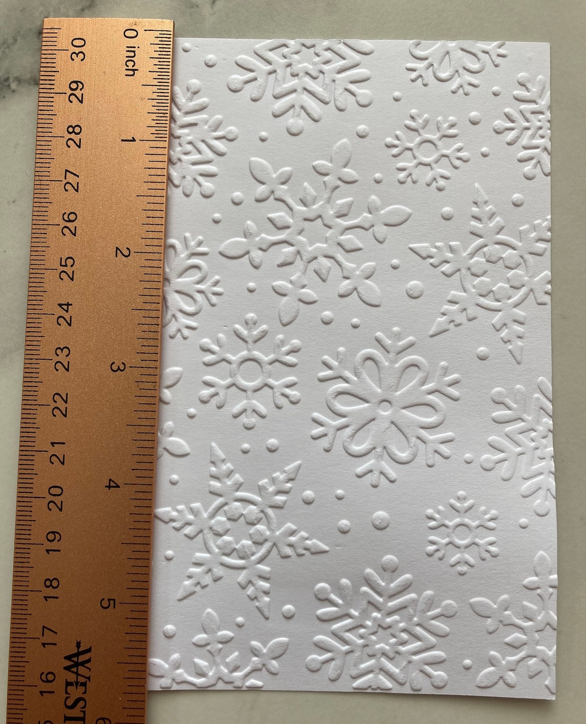 Set of 5 White Embossed Snowflake Card Stock Sheets, Designer Paper ...