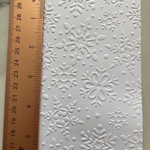 Set of 5 White Embossed Snowflake Card Stock Sheets, Designer Paper ...