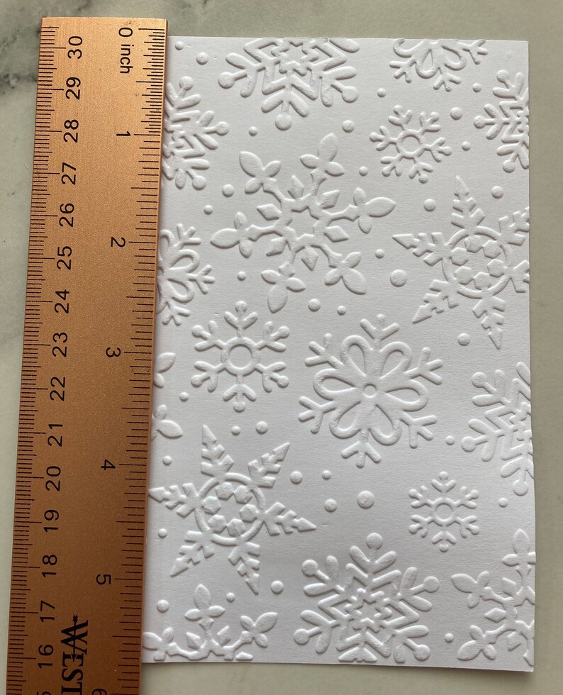 Set of 5 White Embossed Snowflake Card Stock Sheets, Designer Paper ...