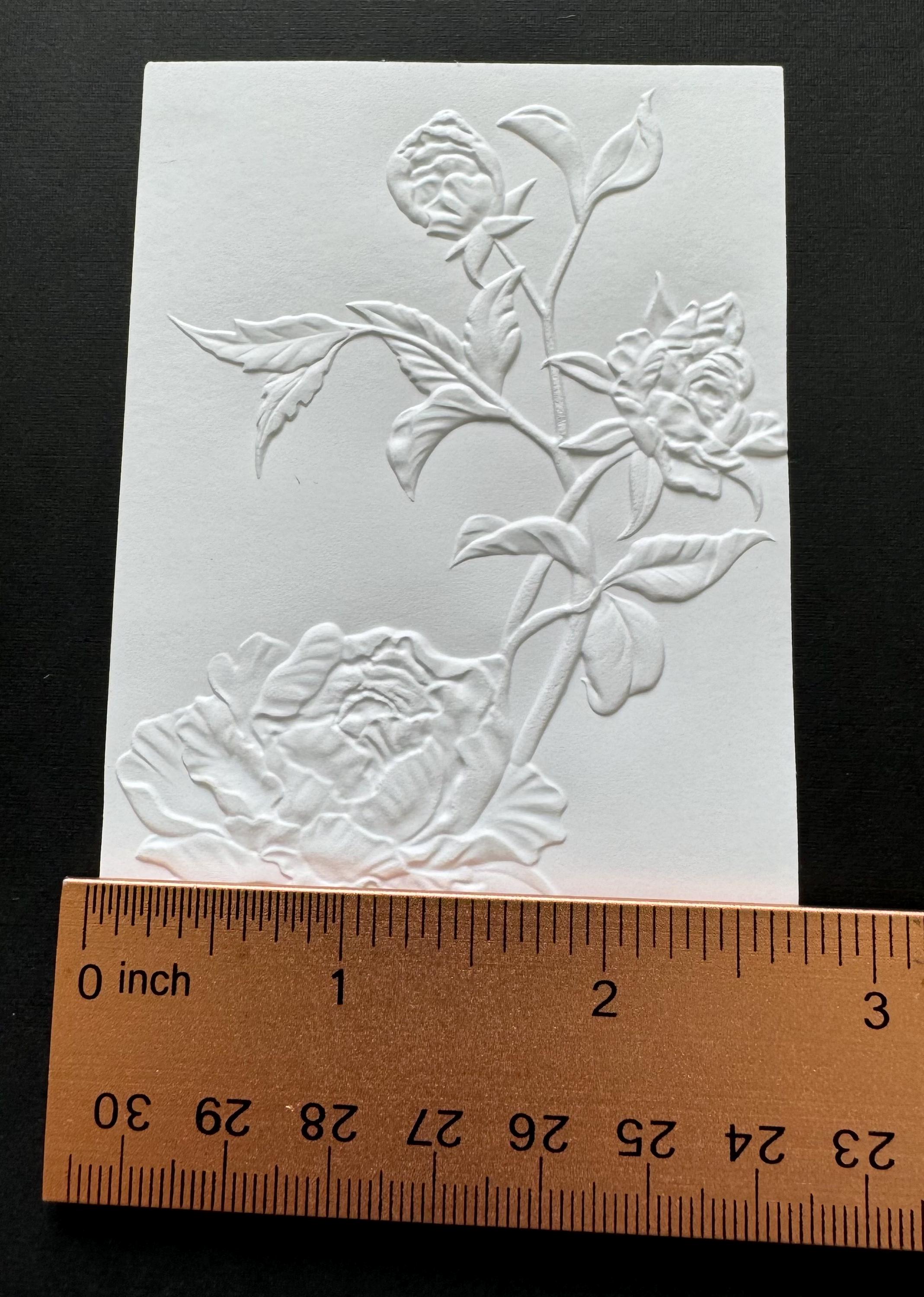 Set of 10 3D Mini Rose, 3D White Deep Embossed Mini Rose Die Cut Card ...