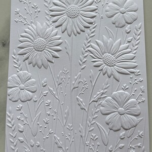 5 - 3D Daisy Flower Embossed White Card Stock, Embossed Textured ...