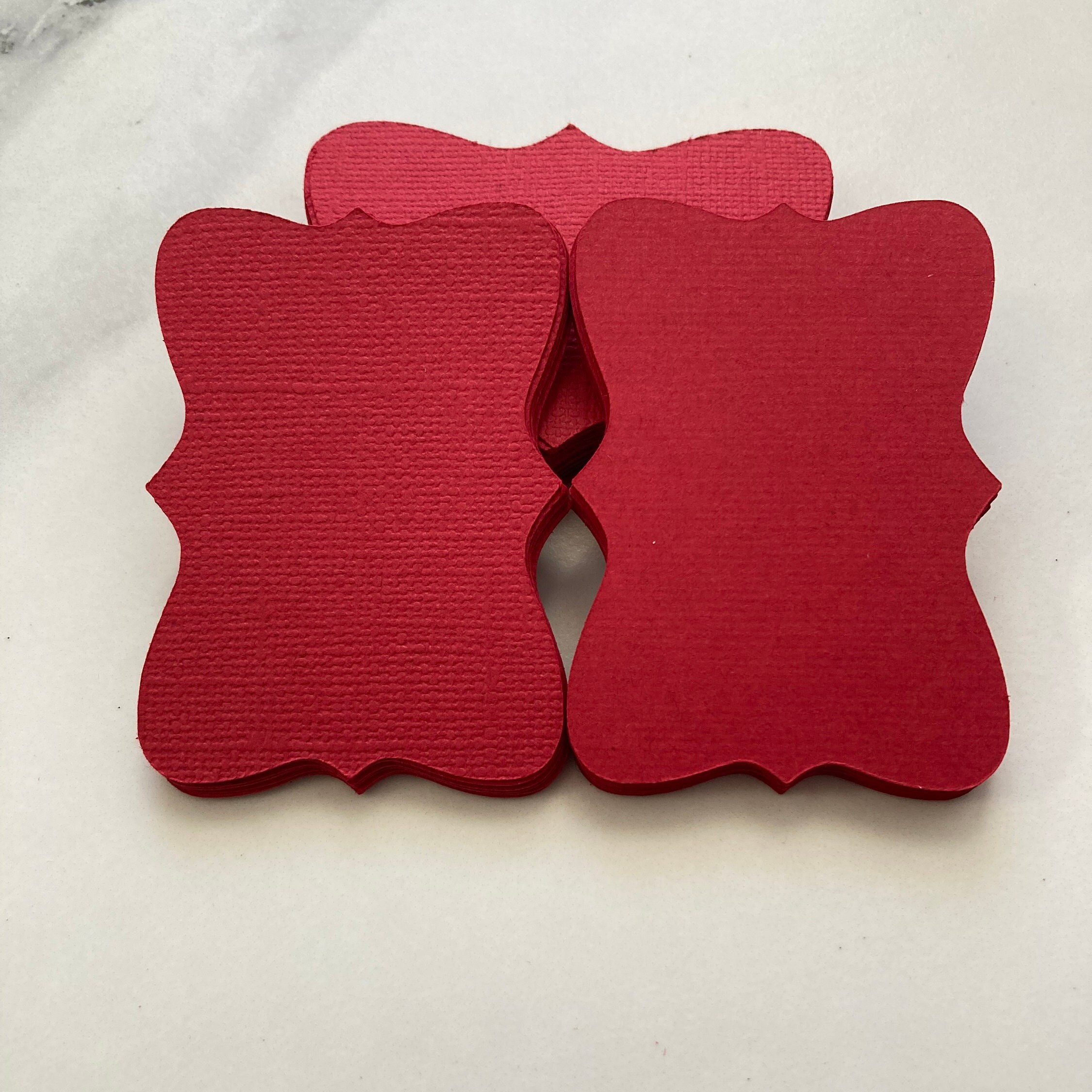 50 Red Textured Die Cut Bracket Cards, Decorative Cards, Decorative ...