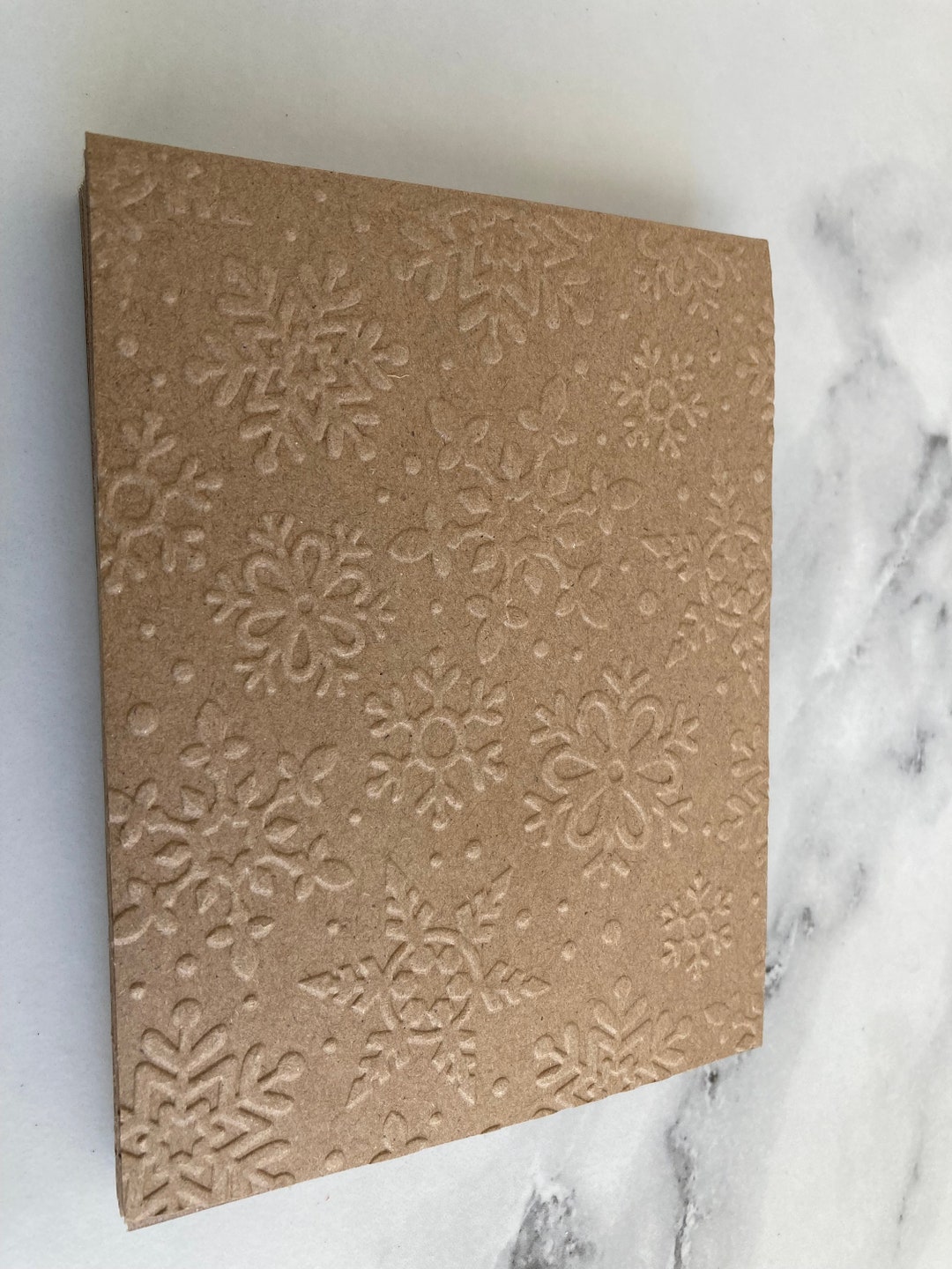 10 Kraft Embossed Snowflake Christmas Cards and Embossed Snowflake ...