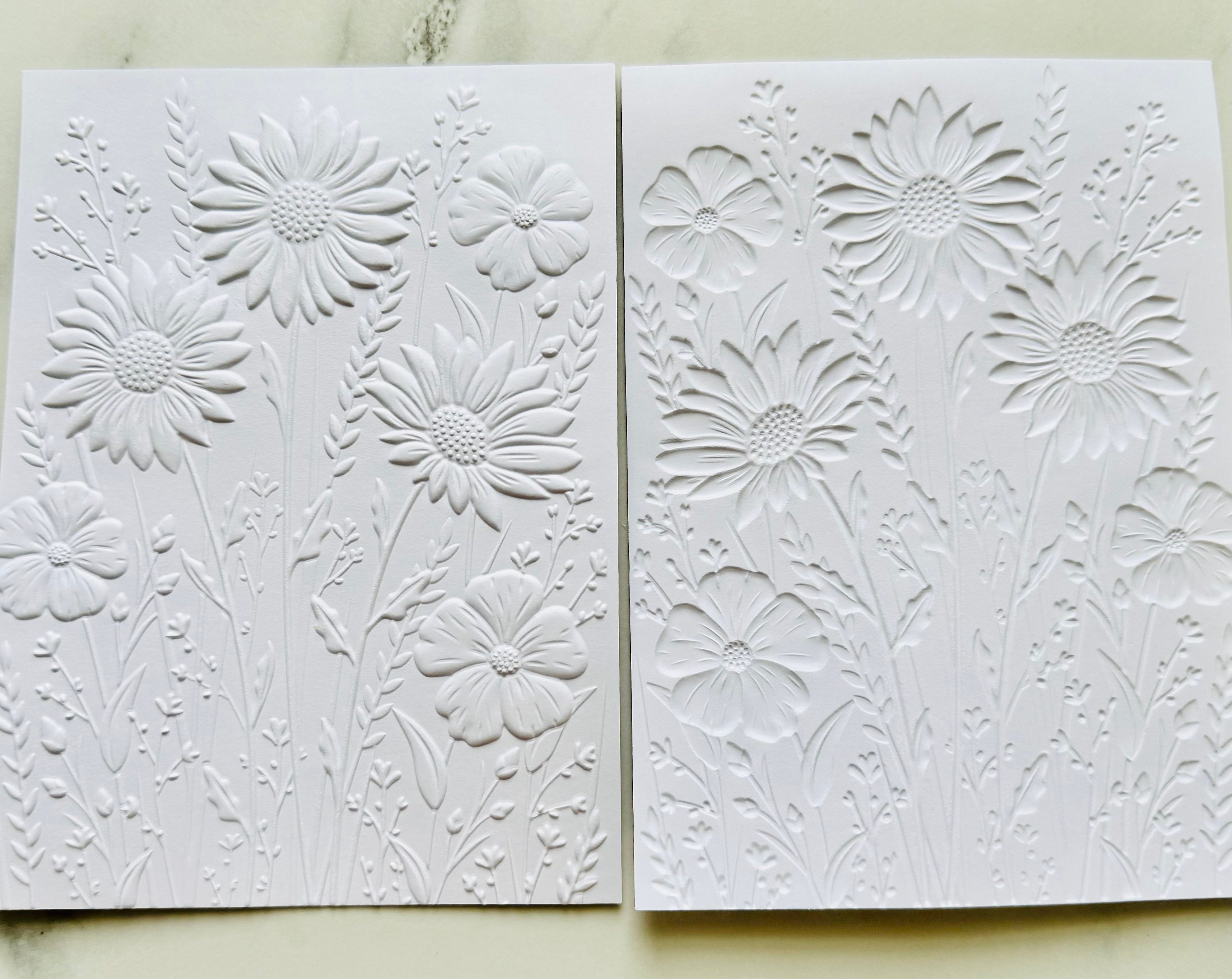 5 - 3D Daisy Flower Embossed White Card Stock, Embossed Textured ...
