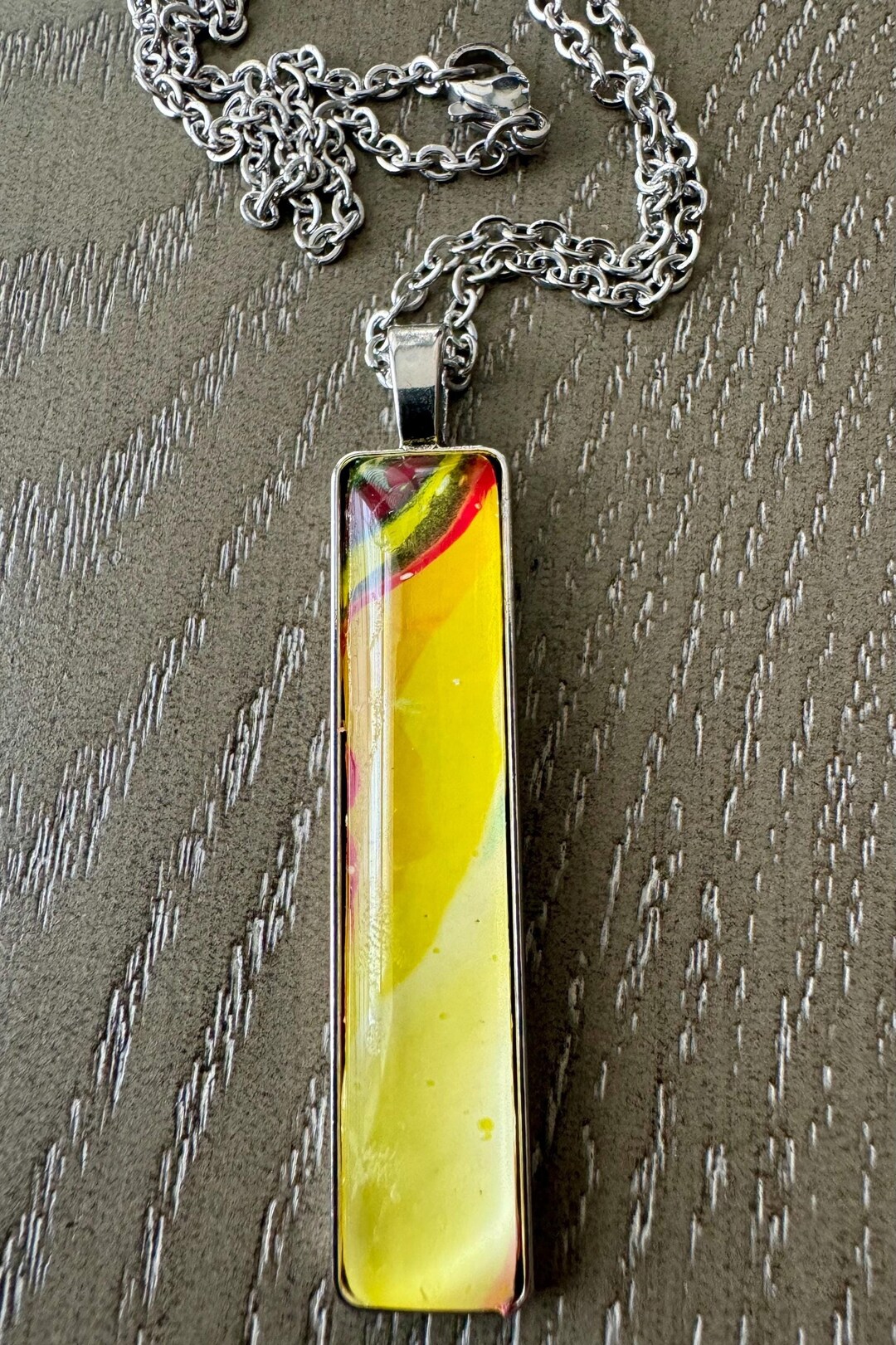 20 Inch Rectangle Original Acrylic Fluid Art Pendant, Unique Handmade ...