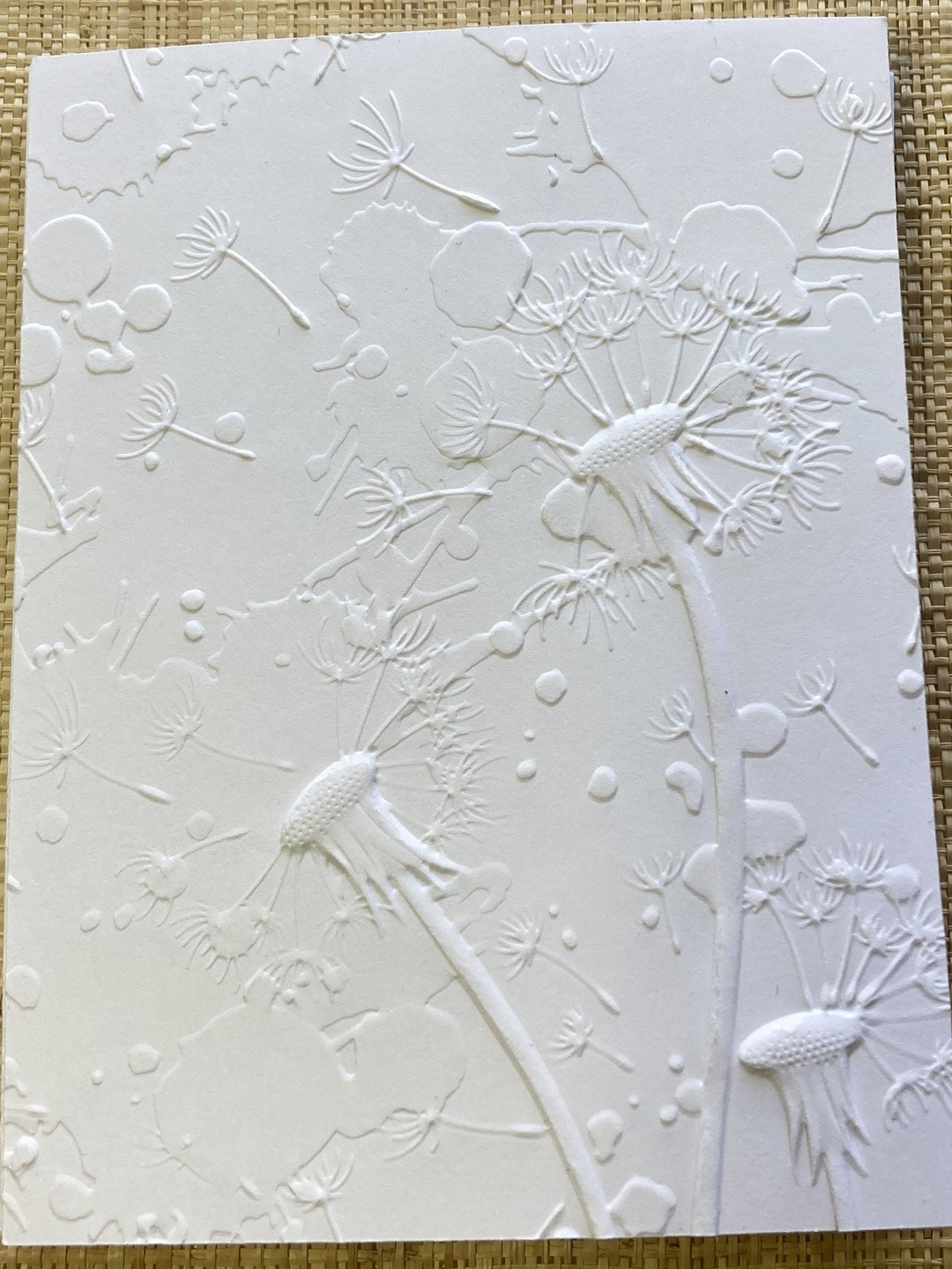 3D Embossed Dandelion Wish Card Front -embossed White Card Stock ...