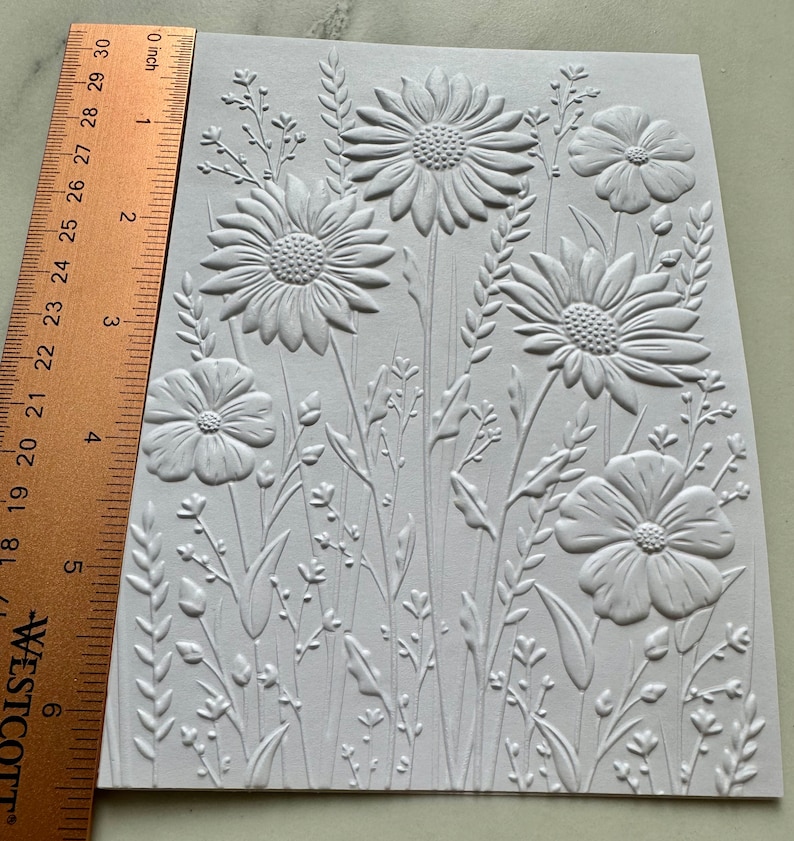 5 - 3D Daisy Flower Embossed White Card Stock, Embossed Textured ...